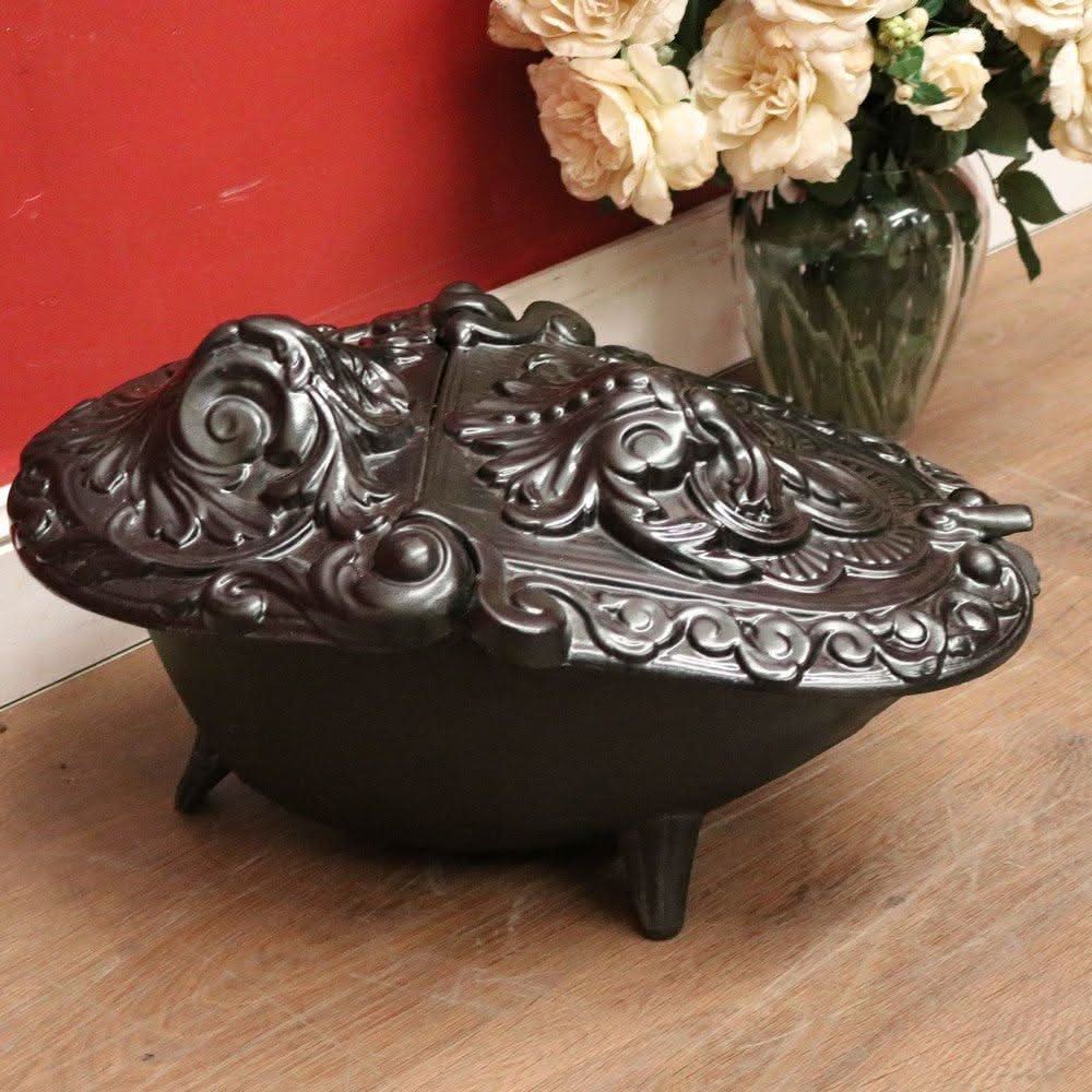 Shop Antique French Cast Iron Coal Scuttle, Fire Kindling Box, Black ...