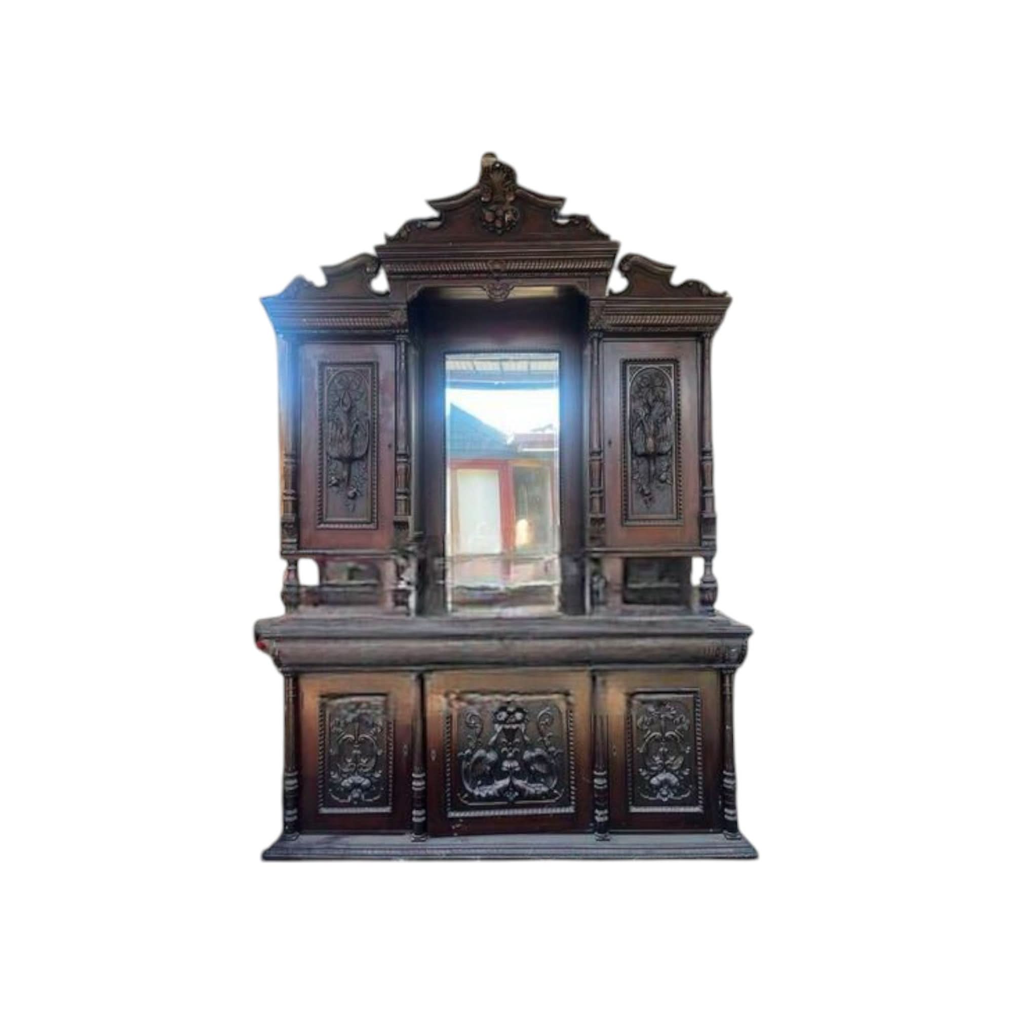 Shop Impressive very large antique wall unit display cabinet mahogany ...