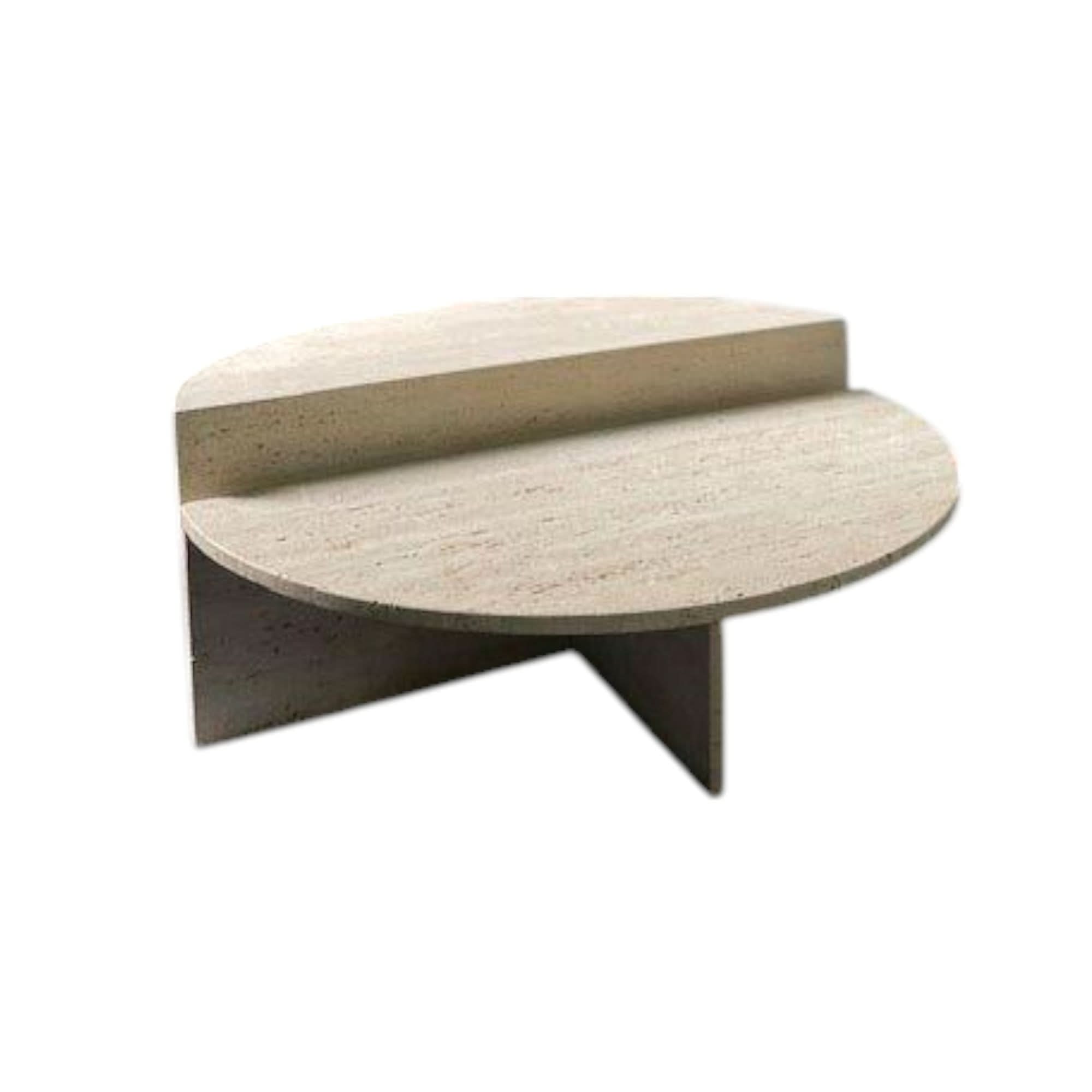 Shop Split Level Half Moon Travertine Table | Bazaa