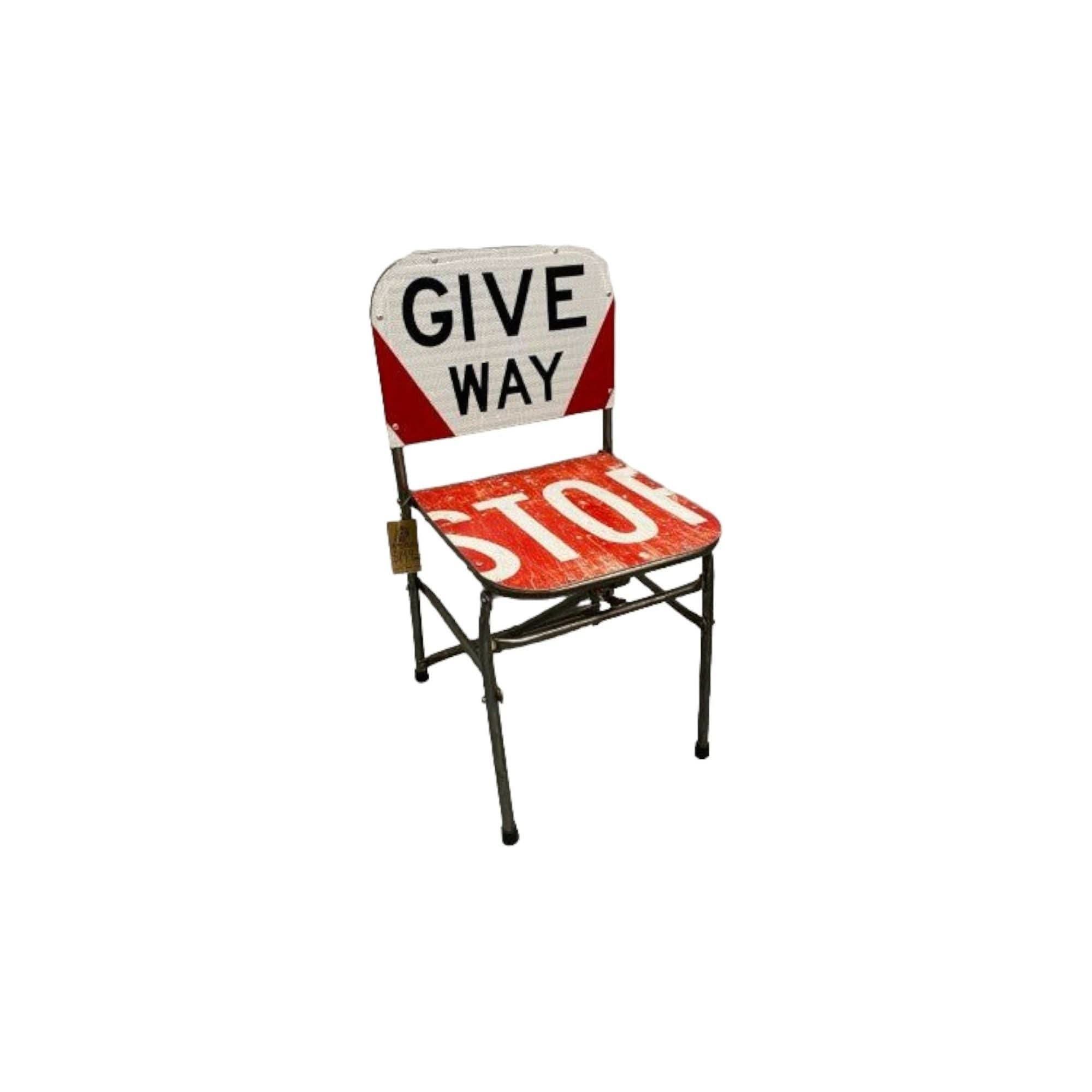 Shop Upcycled Road Sign Industrial Chair #1 | Bazaa